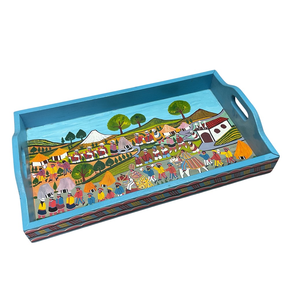 BuyOrBidOnIt - Latin American Folk Art “The Feast of the Three Kings” Hand Painted Tray