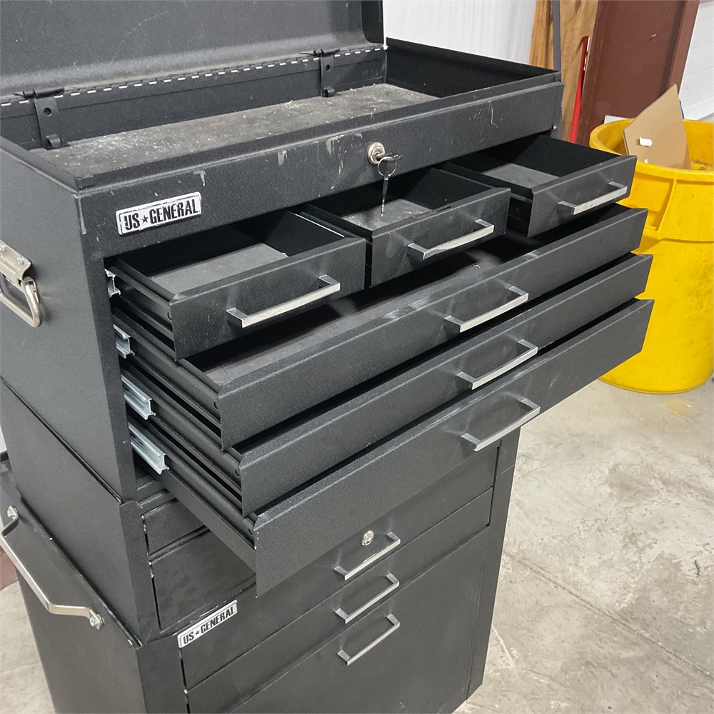 BuyOrBidOnIt - U.S. General (3pc.) Stacking Rolling Tool Box with Keys